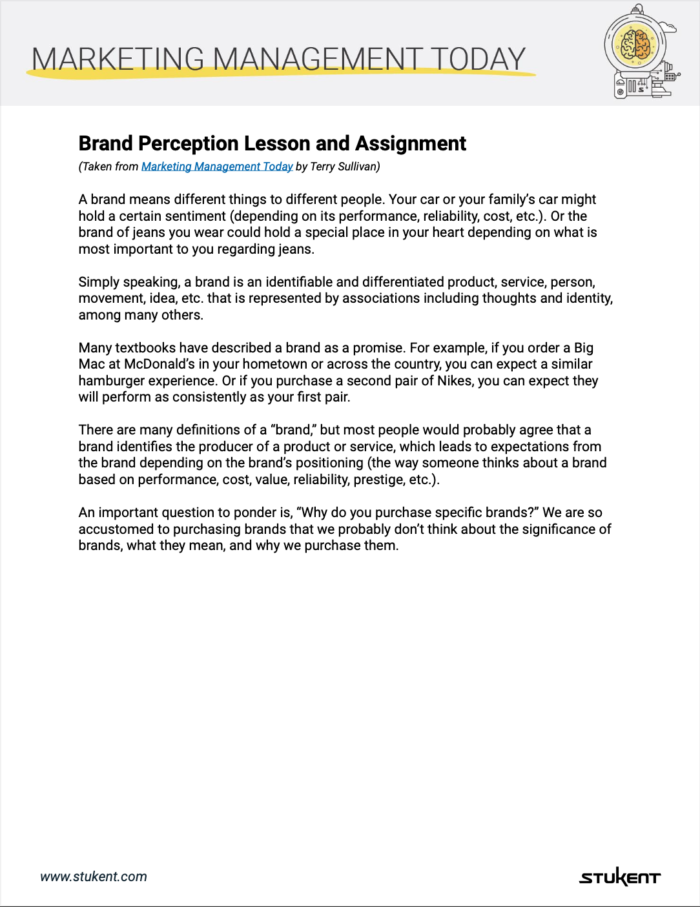 MM Brand Perception Lesson and Assignment Form - Stukent : Stukent