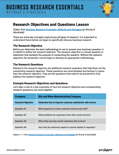 BRE - Research Objectives and Questions Lesson and Assignment Form ...