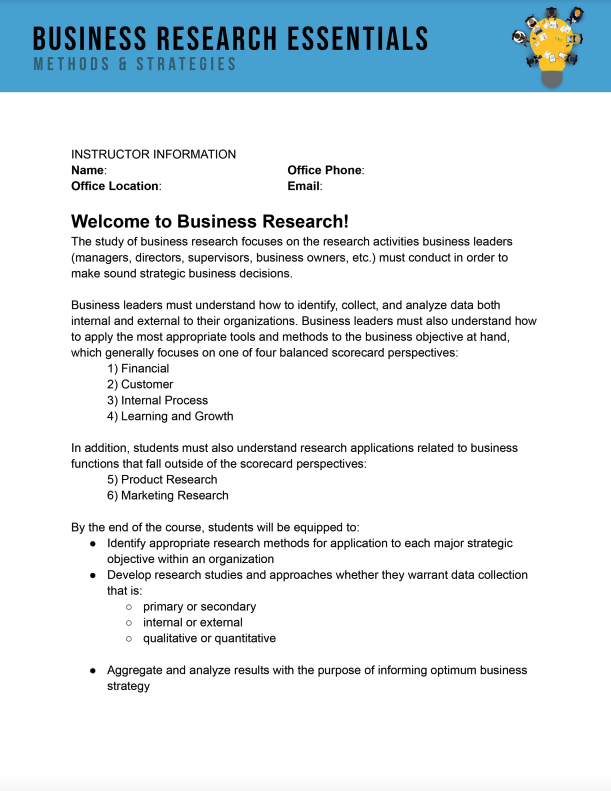 BRE Sample Syllabus Form - Stukent : Stukent